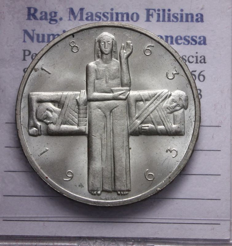 NL* SVIZZERA HELVETIA 5 Franchi ARGENTO 1963 B Centenario CROCE ROSSA ...