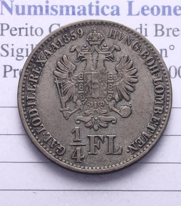 NL* AUSTRIA FRANZ JOSEPH 1/4 FLORIN FIORINO ARGENTO 1859 ottima conser ...