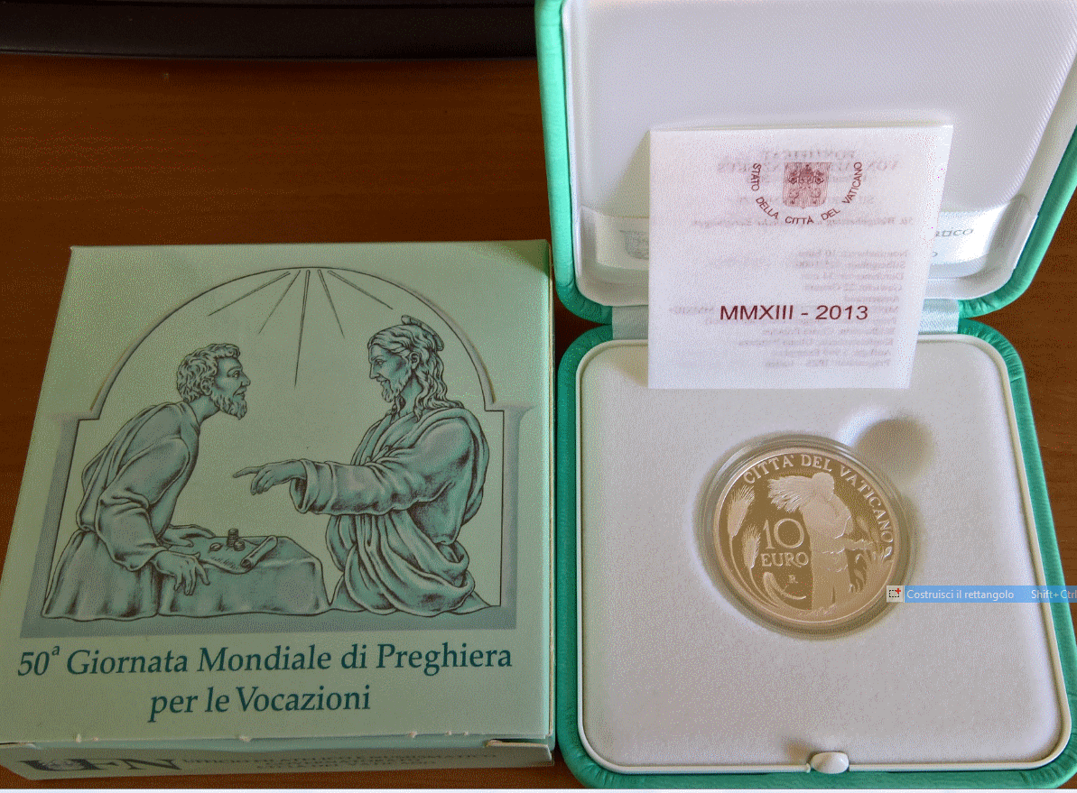 NL* VATICANO Papa FRANCESCO 10 Euro Argento 2013 GIORNATA MONDIALE VOC ...